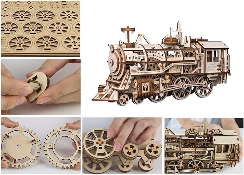 DIY - Wooden Mechanical Locomotive Train With Moving Pieces - Brand New ...