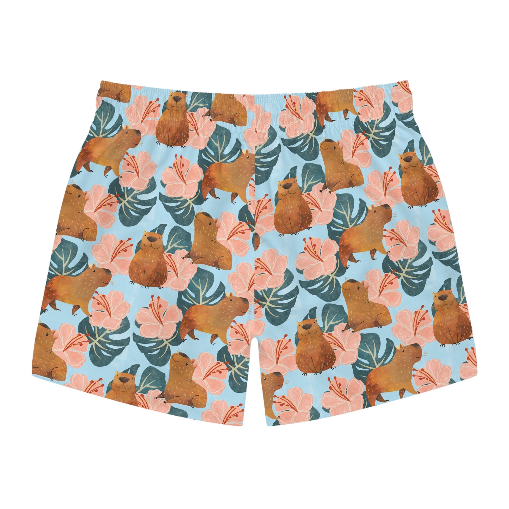 Capybara Mens Swim Trunks, Capybara Print Shorts, Fun Colorful Hawaiian ...