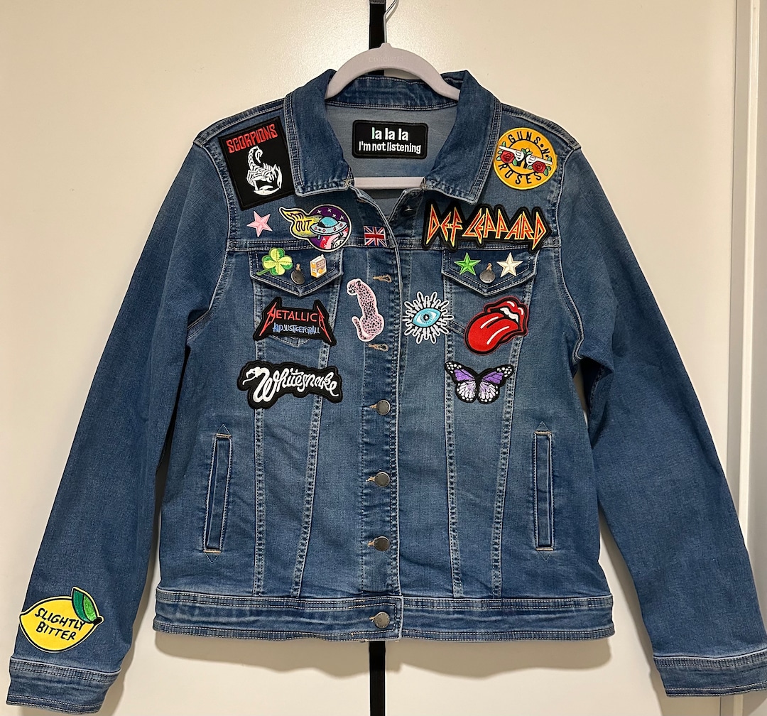 Rock Band Patch Jean Jacket - Handmade & Curated, One-of-a-kind. Wear ...