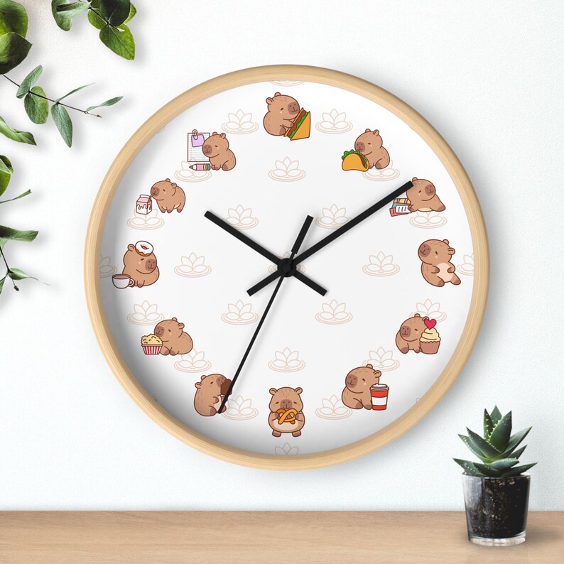 Capybara Art Wall Clock Cute Kawaii Home Decor Animal Lover Battery ...