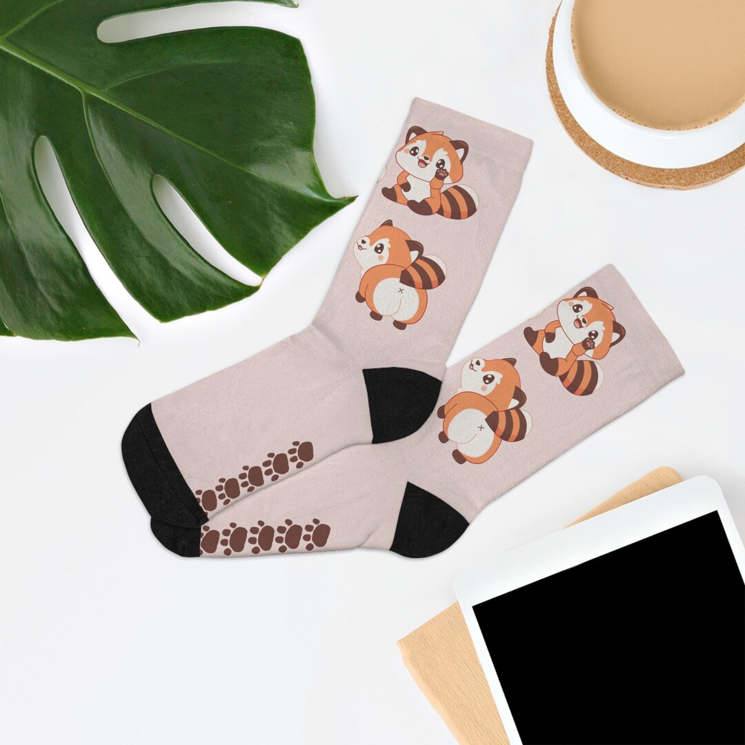 Red Panda Socks, Cute Funny Animal Recycled Poly Socks, Adorable Kawaii ...