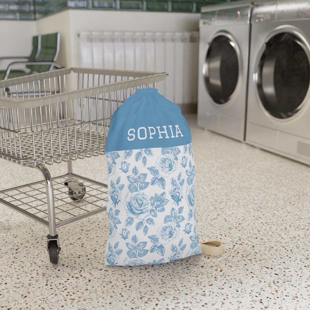 Personalized Chinoiserie Laundry Bag: Blue Floral Dorm Travel Bag - Etsy