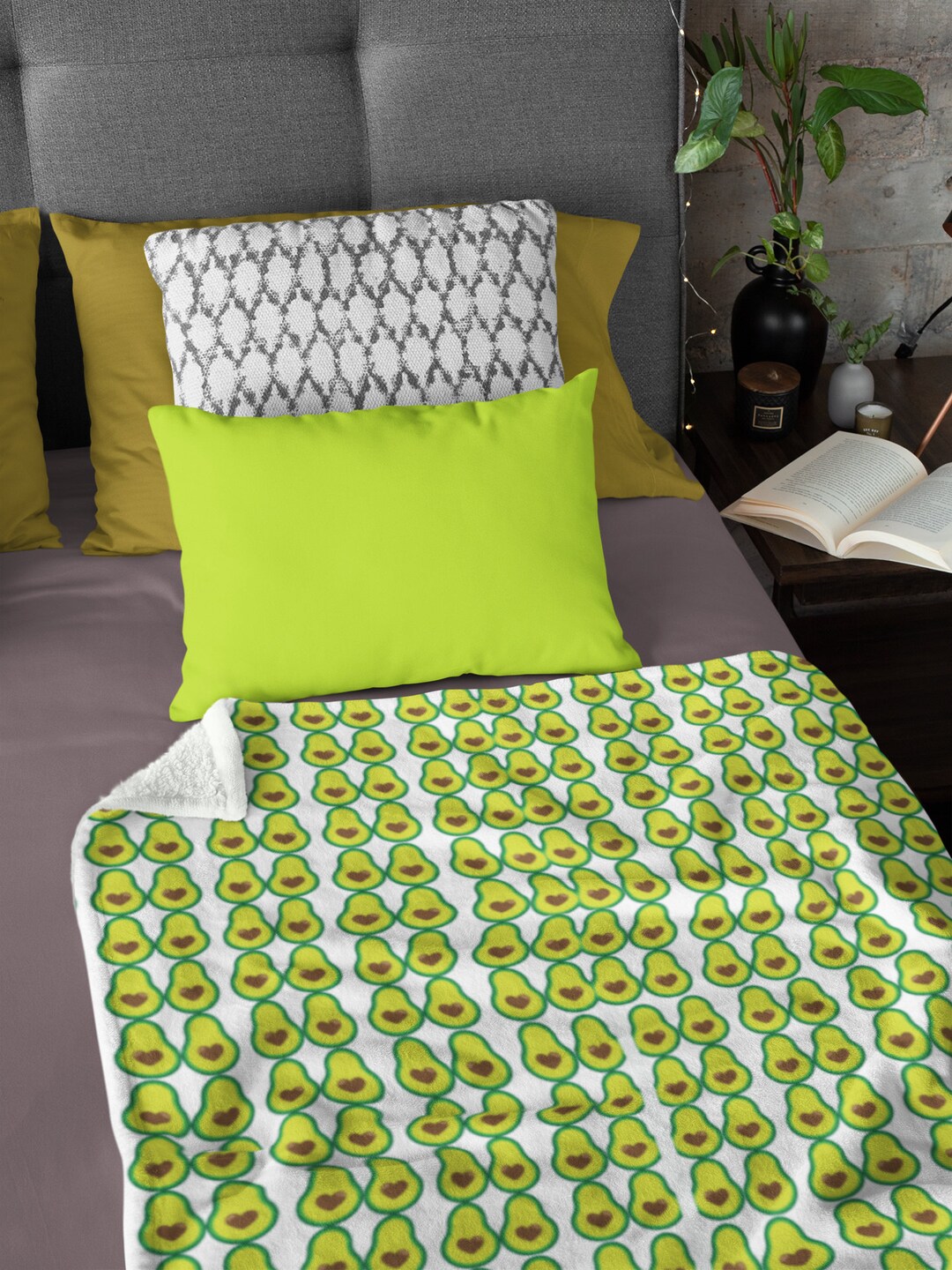 Avocado Blanket Sofa Couch Throw Soft Fleece Blanket Cute Kawaii Fruit ...