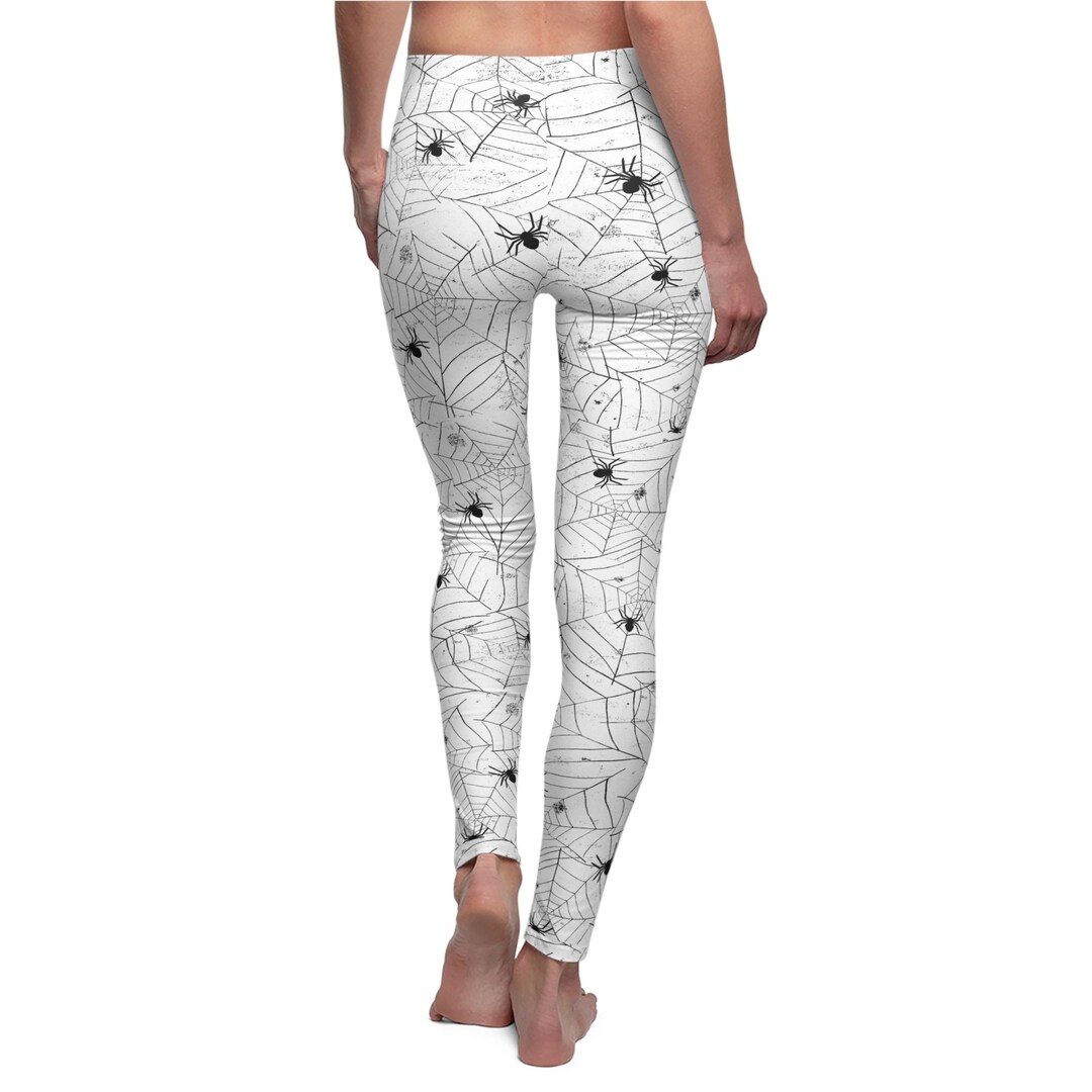 Halloween Leggings Spider Webs White Black Womens Costume Fall Soft ...