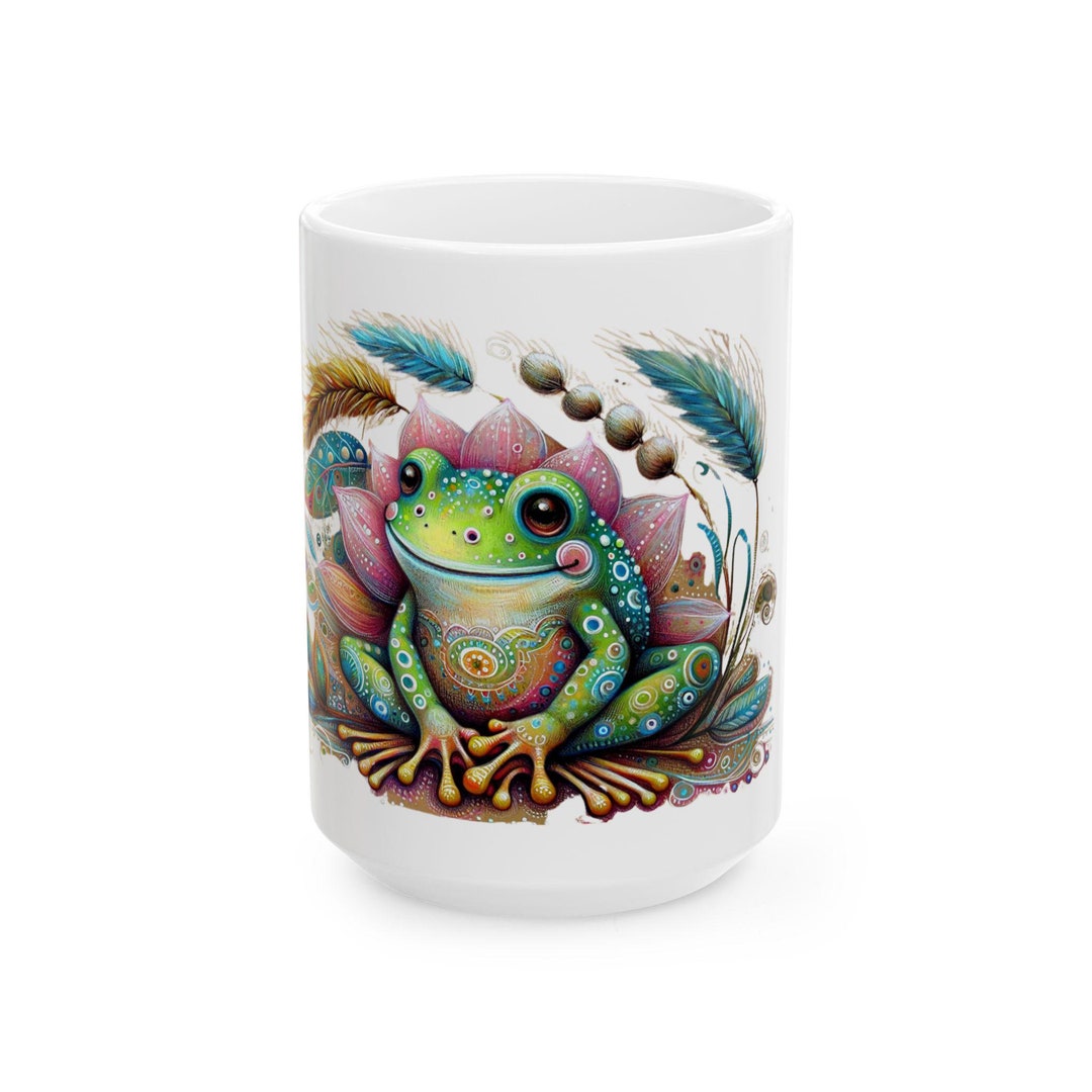 Boho Frog Coffee Mug: Colorful Ceramic Cup, Hippie Gift - Etsy