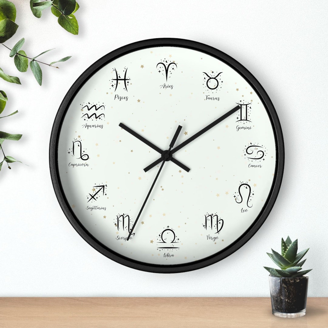 Celestial Zodiac Wall Clock: Horoscope Astrology Decor, Cosmic ...