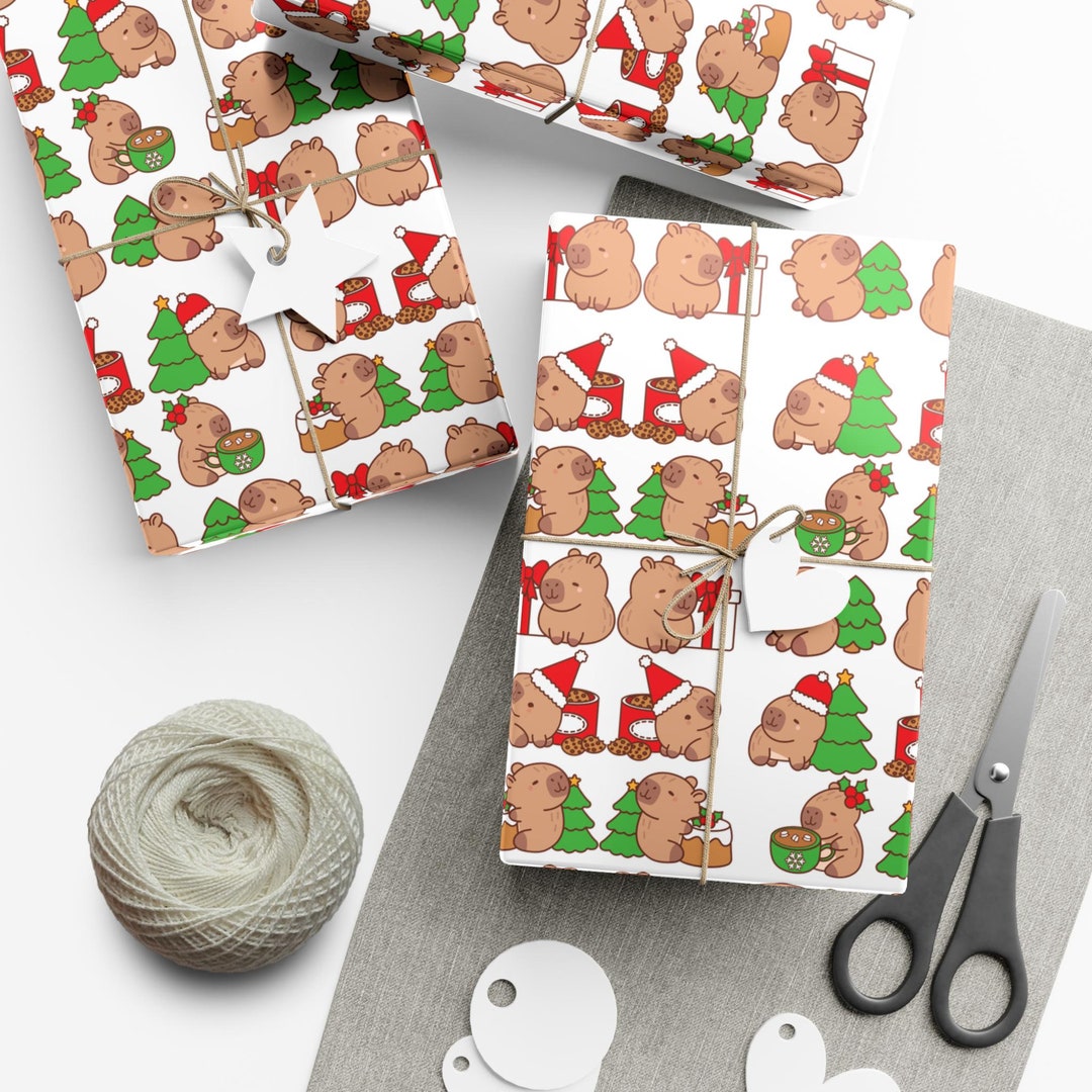 Capybara Gift Wrap Paper- Cappy Holiday Wrapping Paper Roll, Animal ...