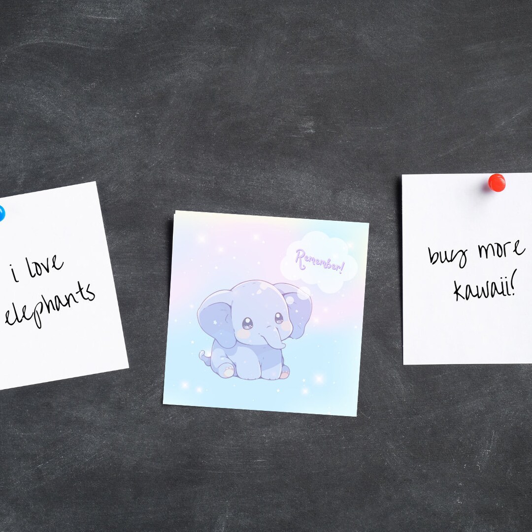 Kawaii Memo Pad Sticky Notes Post-it® Note Pad Cute Elephant Remembers ...