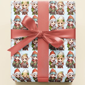 Elf Wrapping Paper Funny "elfie Selfie"- Anime Elves- Holiday Christmas ...