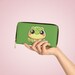 Frog Cute Kawaii Wallet Vegan Faux Leather Woman's Zipper Purse Travel ...
