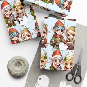 Elf Wrapping Paper Funny "elfie Selfie"- Anime Elves- Holiday Christmas ...
