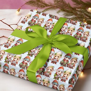 Elf Wrapping Paper Funny "elfie Selfie"- Anime Elves- Holiday Christmas ...