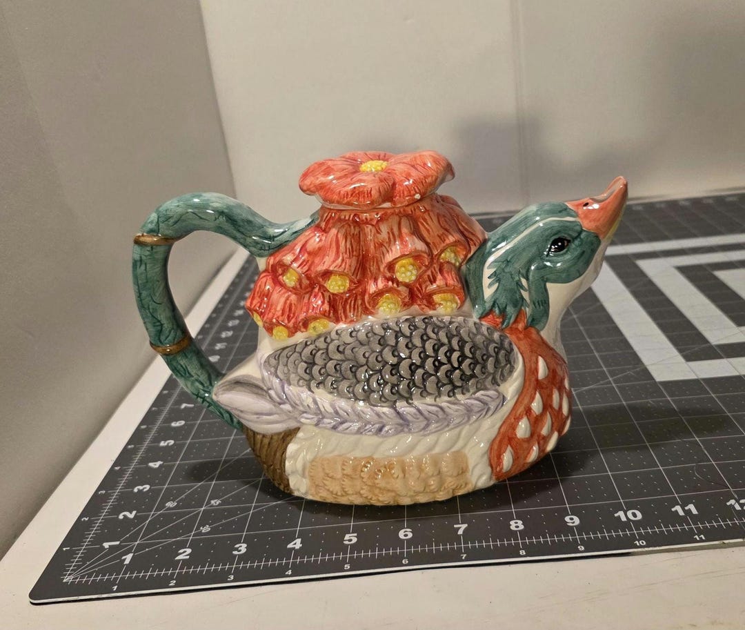 Hand-painted Ceramic “mallard” Duck Teapot - Etsy