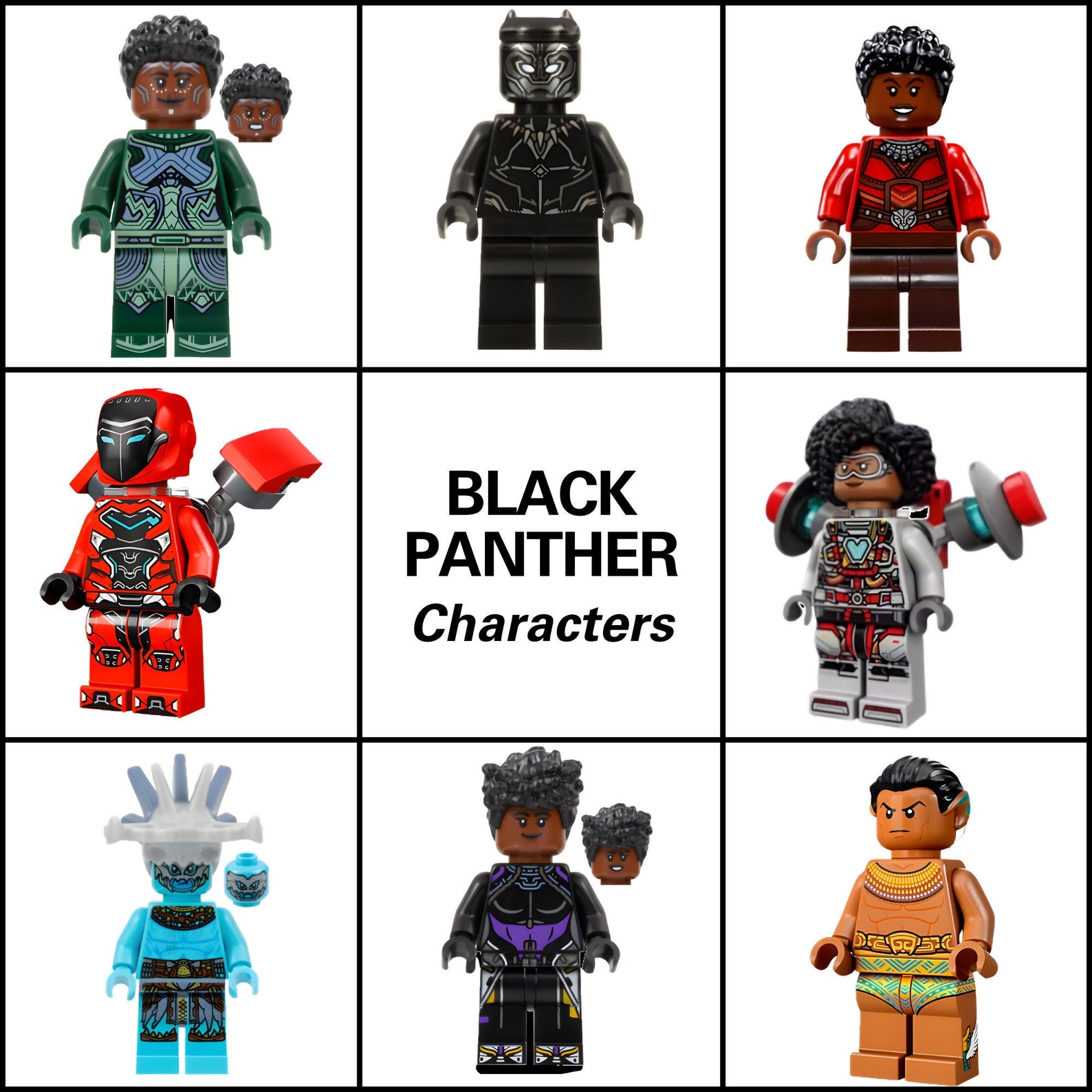 Marvel's Black Panther LEGO Minifigure Collection T'challa, Shuri ...