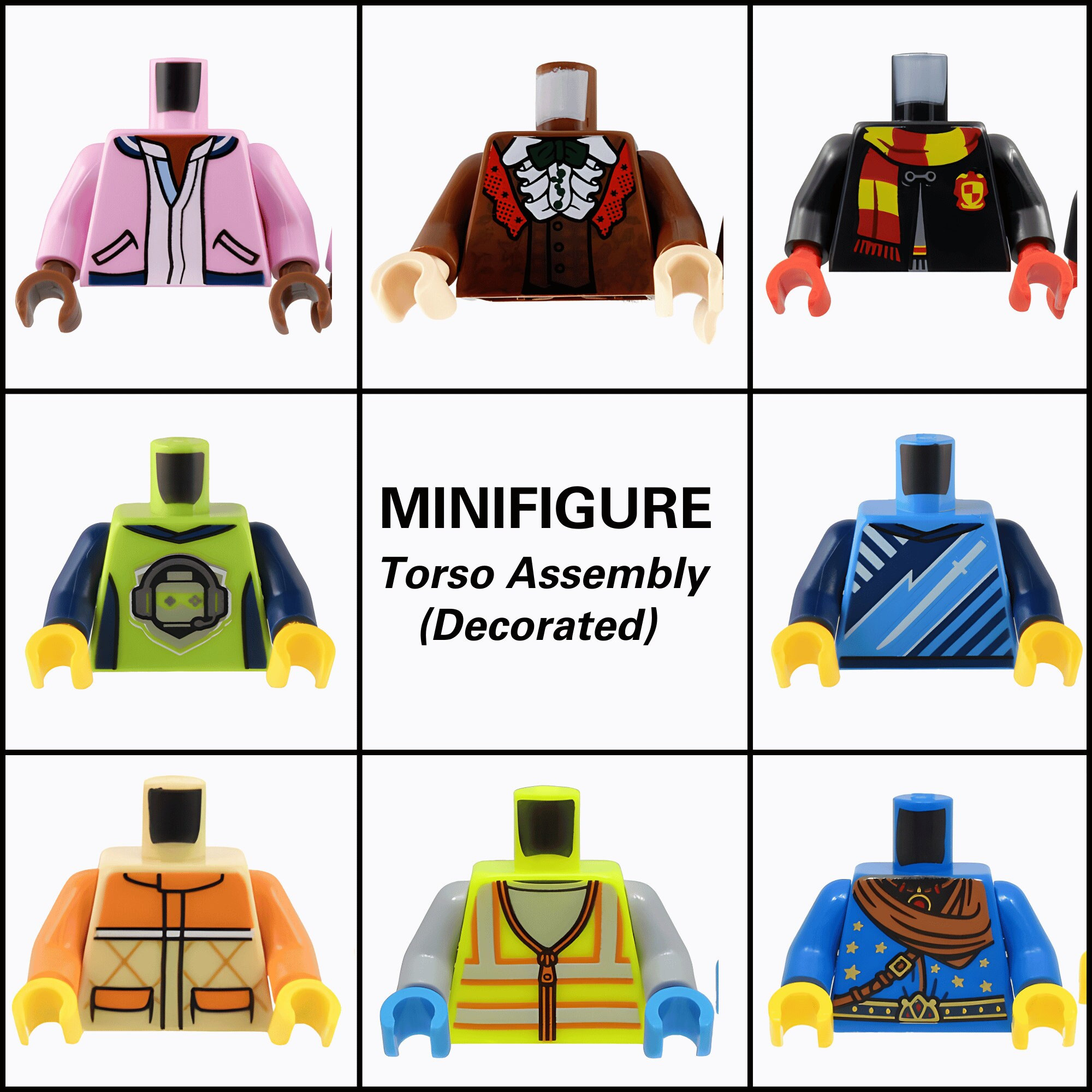 LEGO Minifigure Decorated Torso Assembly More Colors & Design - Etsy