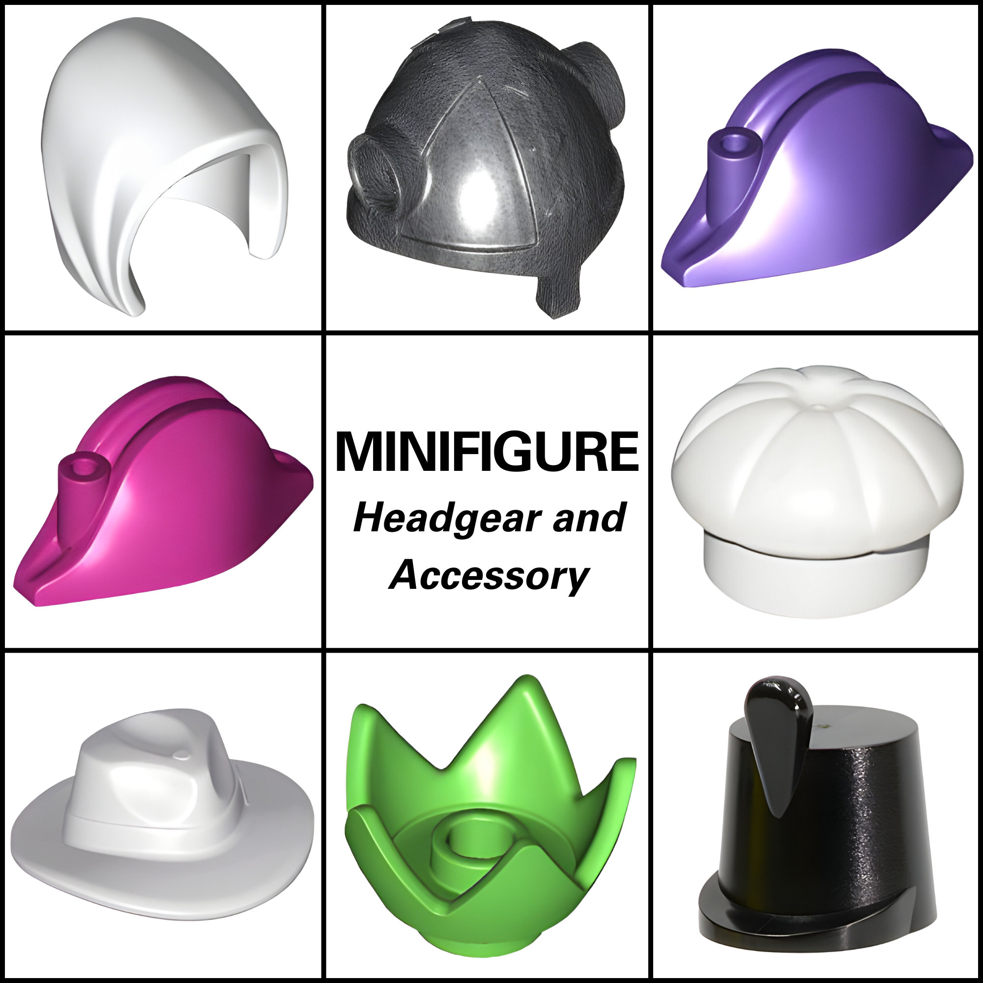 Best Selling LEGO Minifigure Headgear Collection - Hats, Crowns, Hoods ...