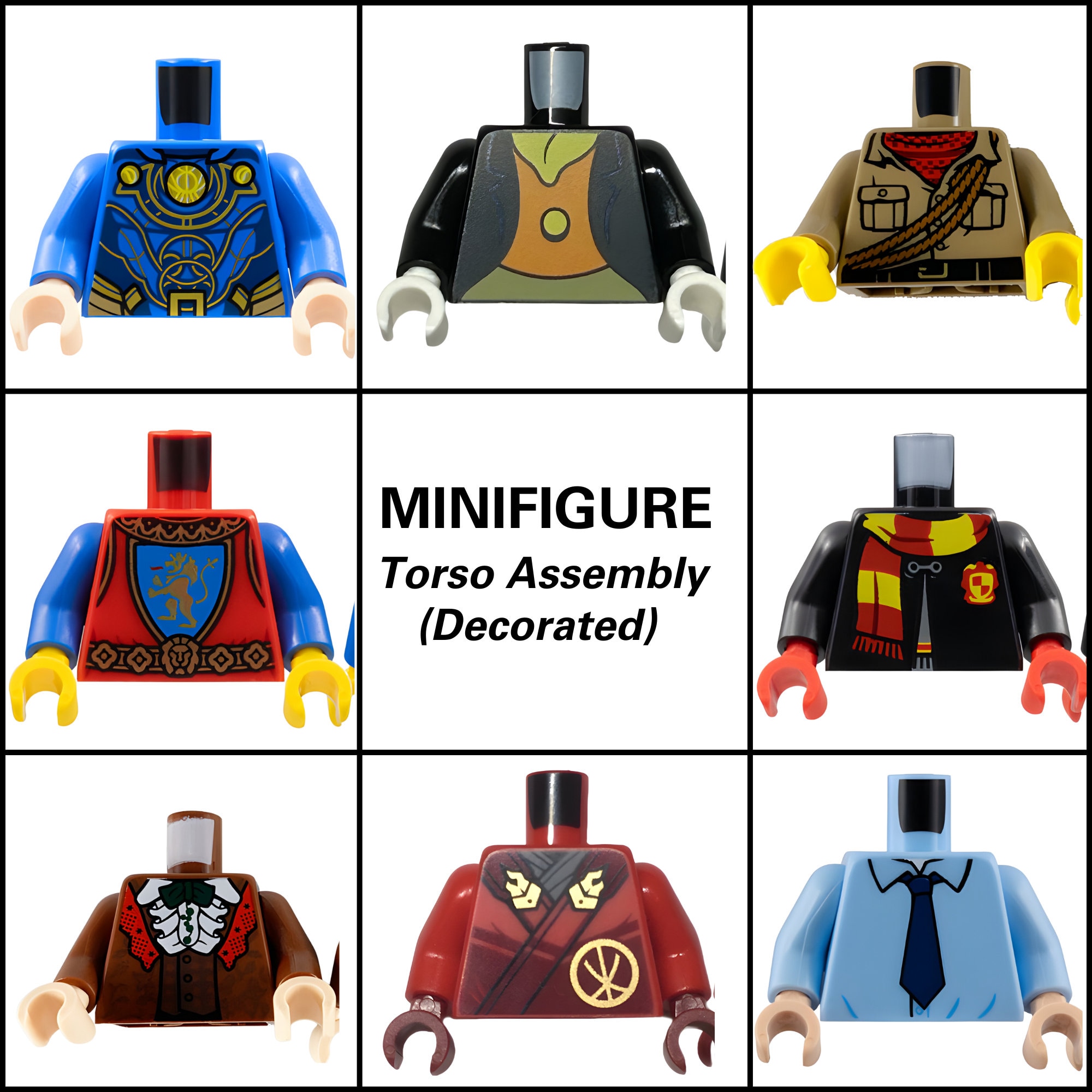 LEGO Minifigure Decorated Torso Assembly More Colors & Design - Etsy
