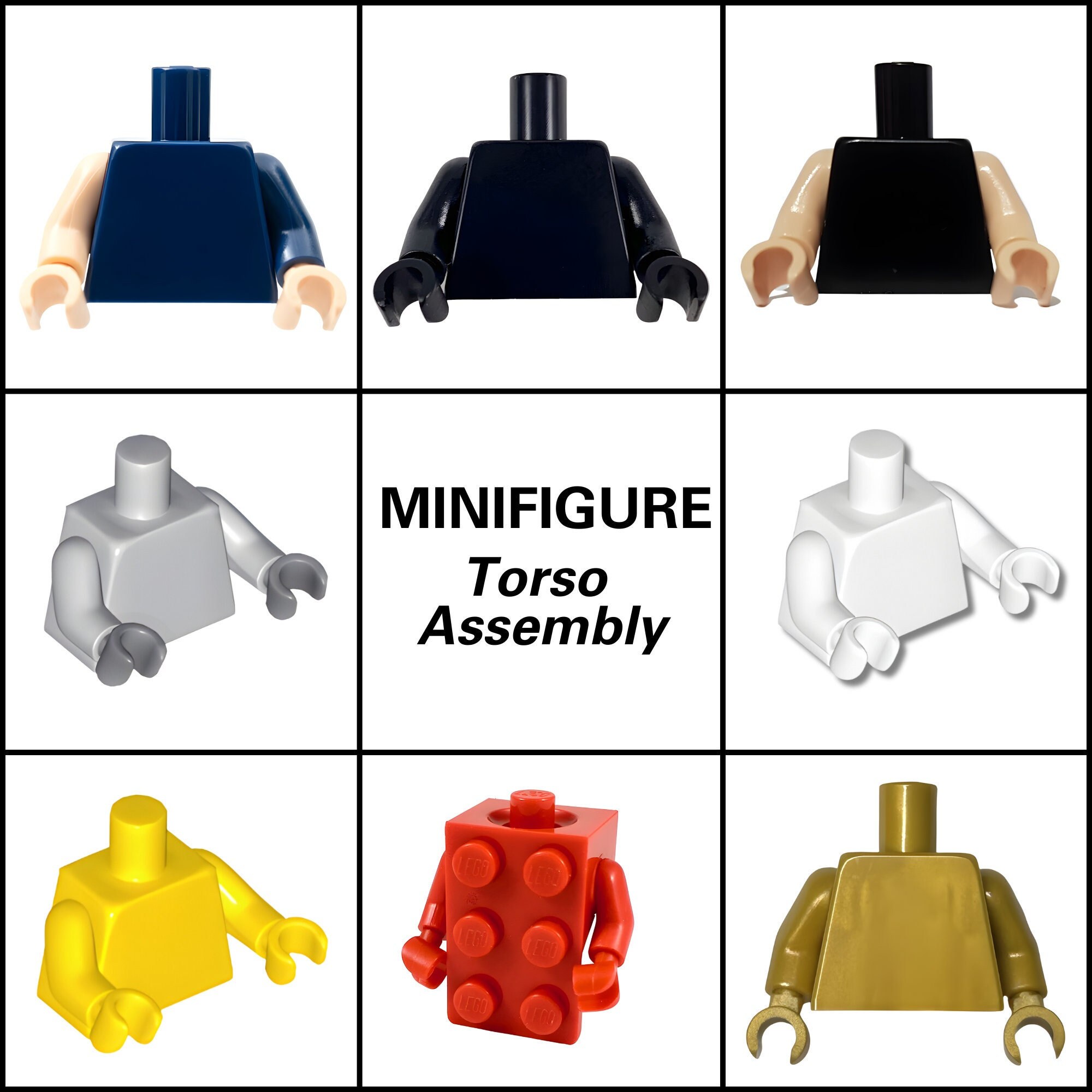 LEGO Minifigure Torso Assembly Collection Plain Two-color - Etsy