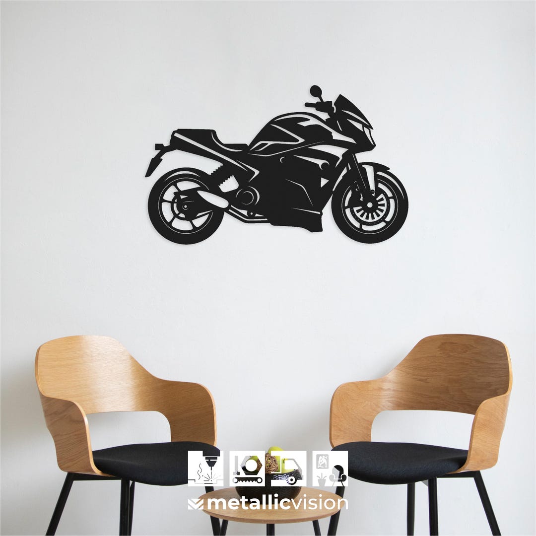 Motorcycle Metal Wall Decor, Motorbike Wall Art, Garage Wall Decor ...