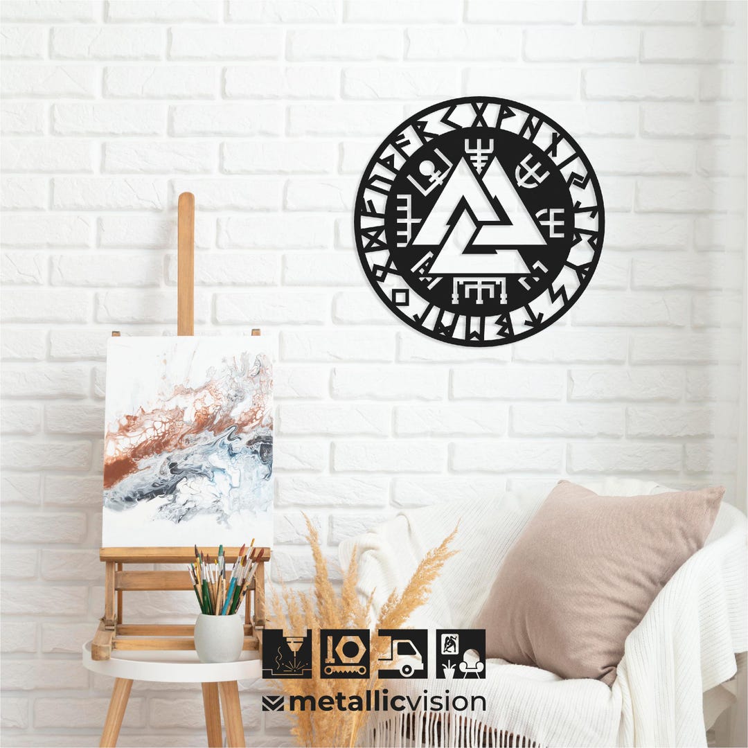 Vegvisir Metal Wall Decor, Vikings Wall Decor, Vegvisir Runic Metal Art ...