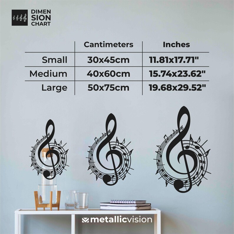 Music Notes Metal Wall Art, Treble Clef Wall Decor, Music Bar ...