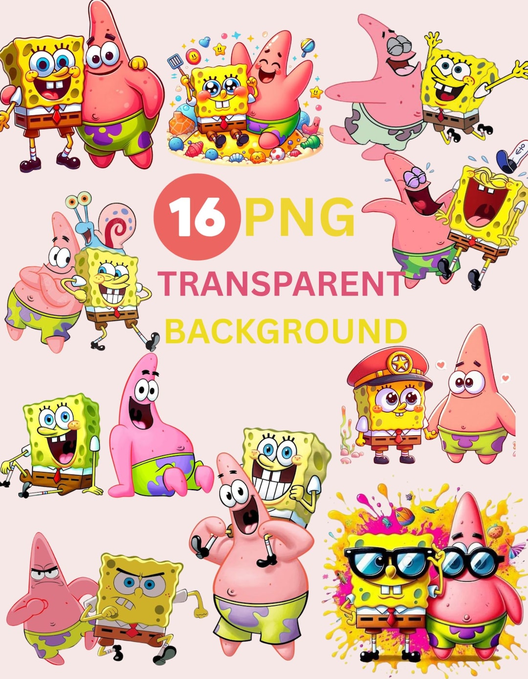 Spongebob and Patrik 16 PNG SVG Bundle, Funny Cartoon Characters ...