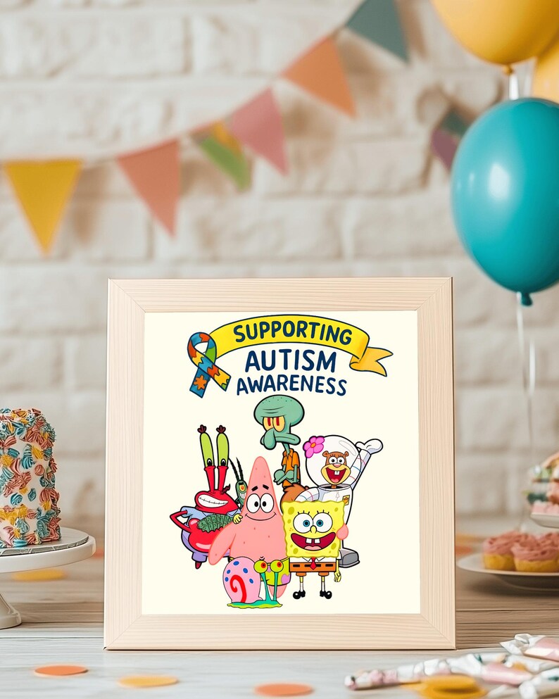 Spongebob and Friends Autism, Cartoon Autism Awareness PNG SVG, Puzzle ...