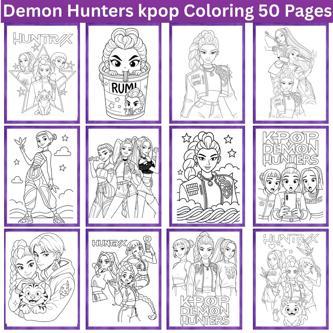 50 Kpop Demon Hunters Coloring Page, Huntrix Saja Boys Coloring Pages ...