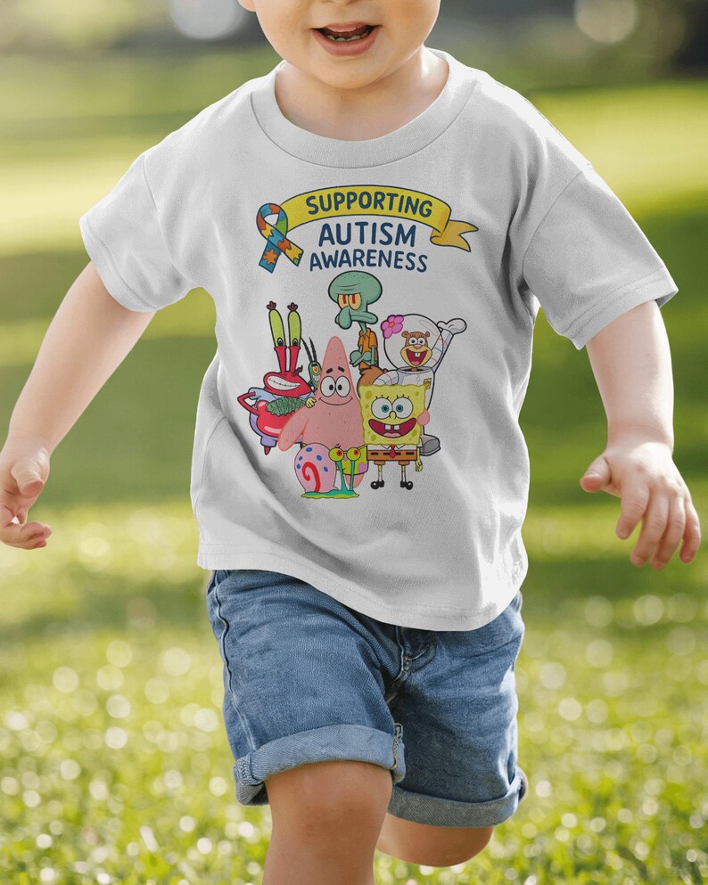 Spongebob and Friends Autism, Cartoon Autism Awareness PNG SVG, Puzzle ...