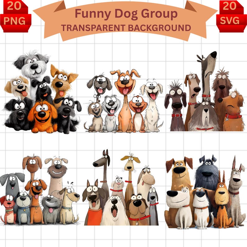 Funny Watercolor Dog Clipart, Quirky Pet Illustrations (PNG, SVG ...