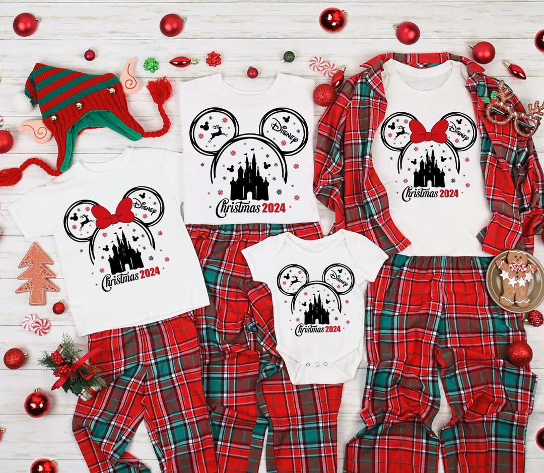 Mickey and Minnie Disney Christmas 2024 T-shirt, Mickey Christmas Shirt, Minnie Christmas Shirt ...