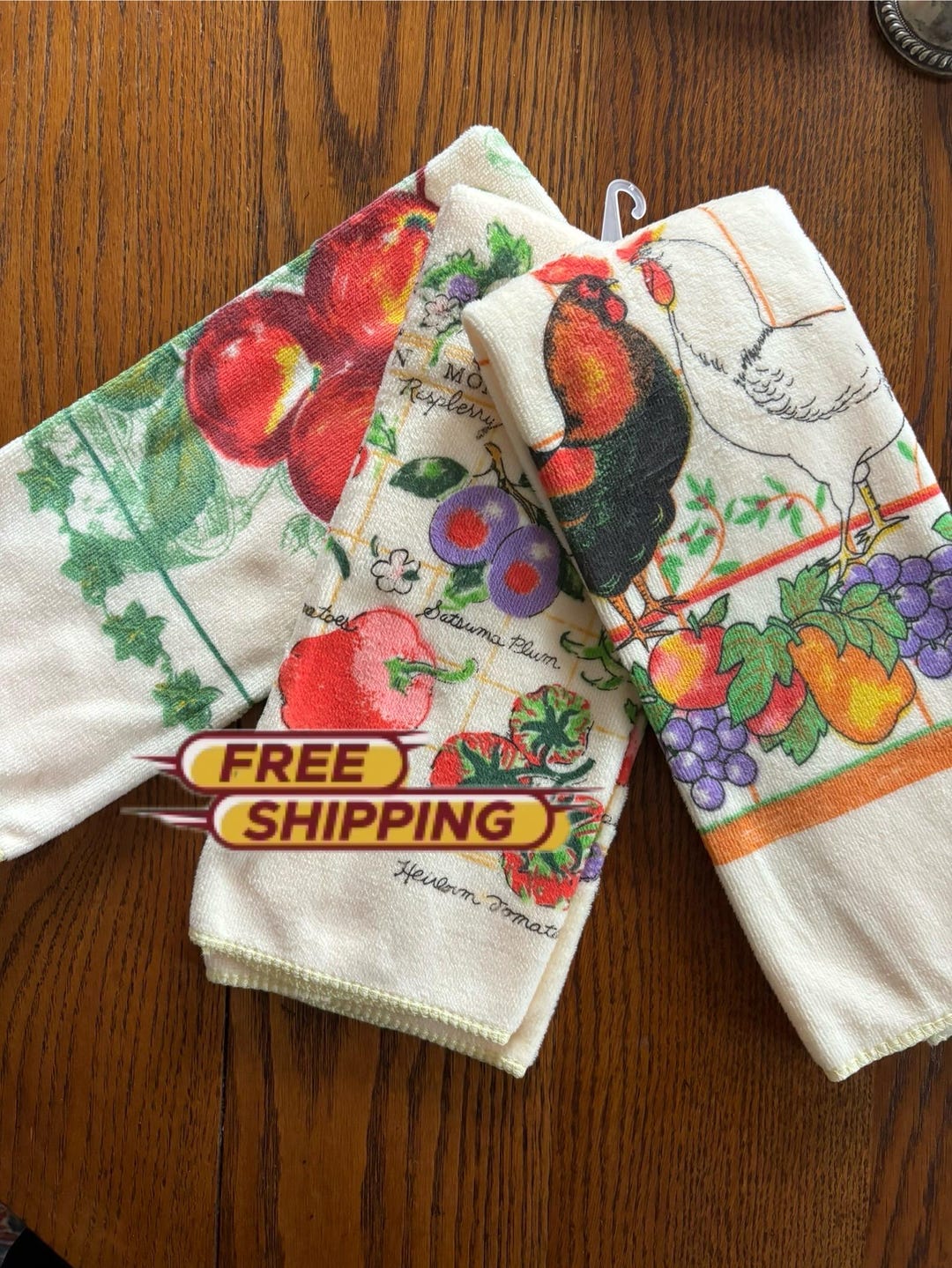 Rustic Rooster Kitchen Towel Set Vintage Farmhouse, Country Cottage ...