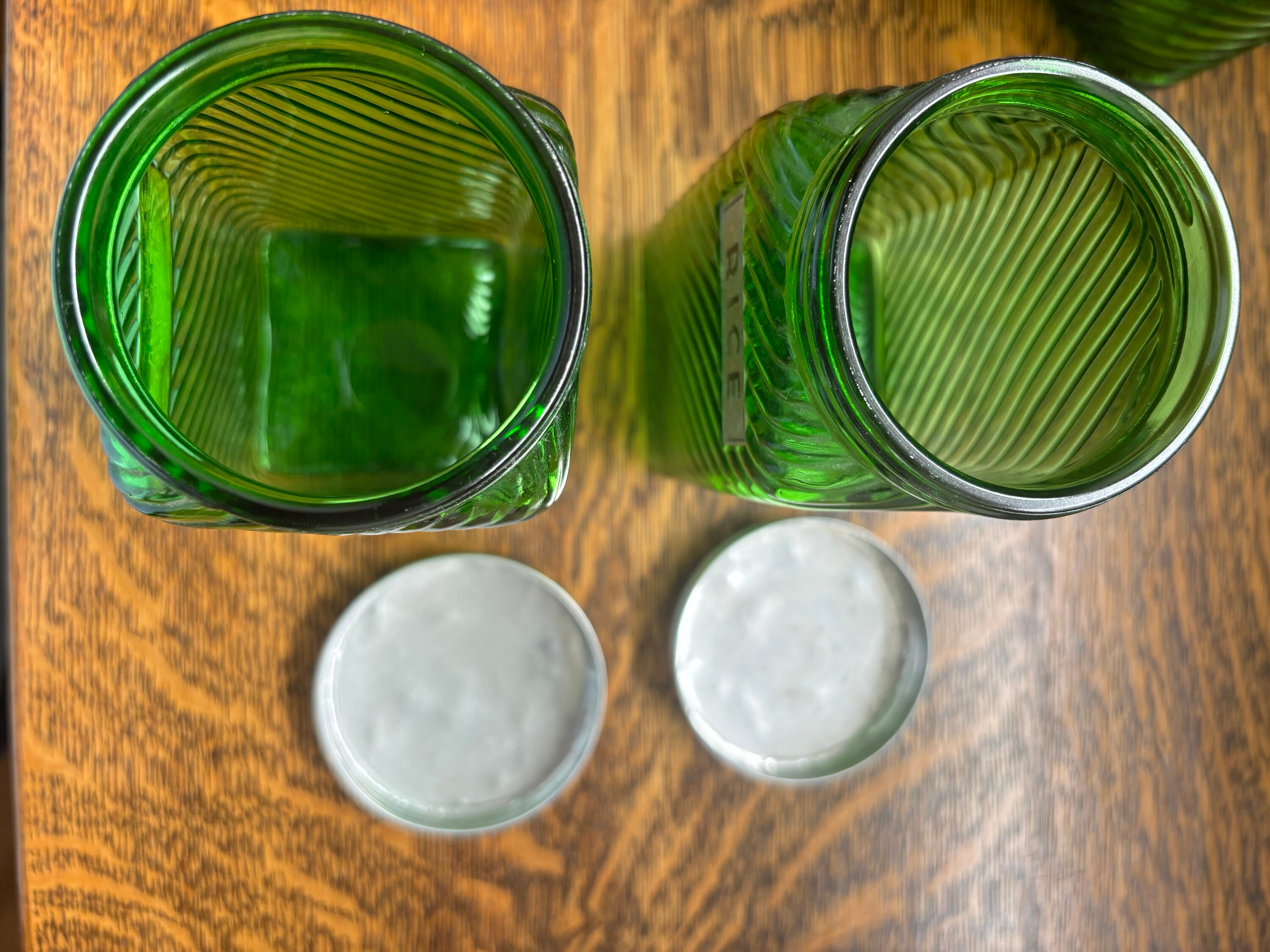 3 Vintage Depression Glass Hoosier Style Canister Set Owens Illinois ...