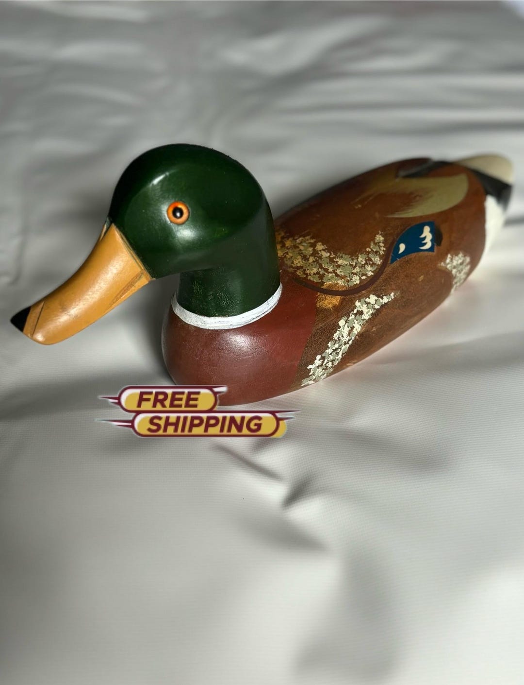 Hand-carved Wooden Duck Decoy: Emson Mallard Decor - Etsy