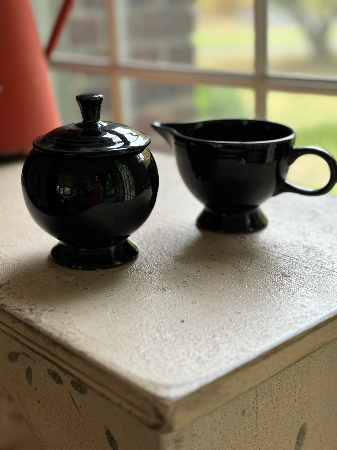 Black Fiestaware Individual Sugar and Creamer Set, Vintage Collectible ...