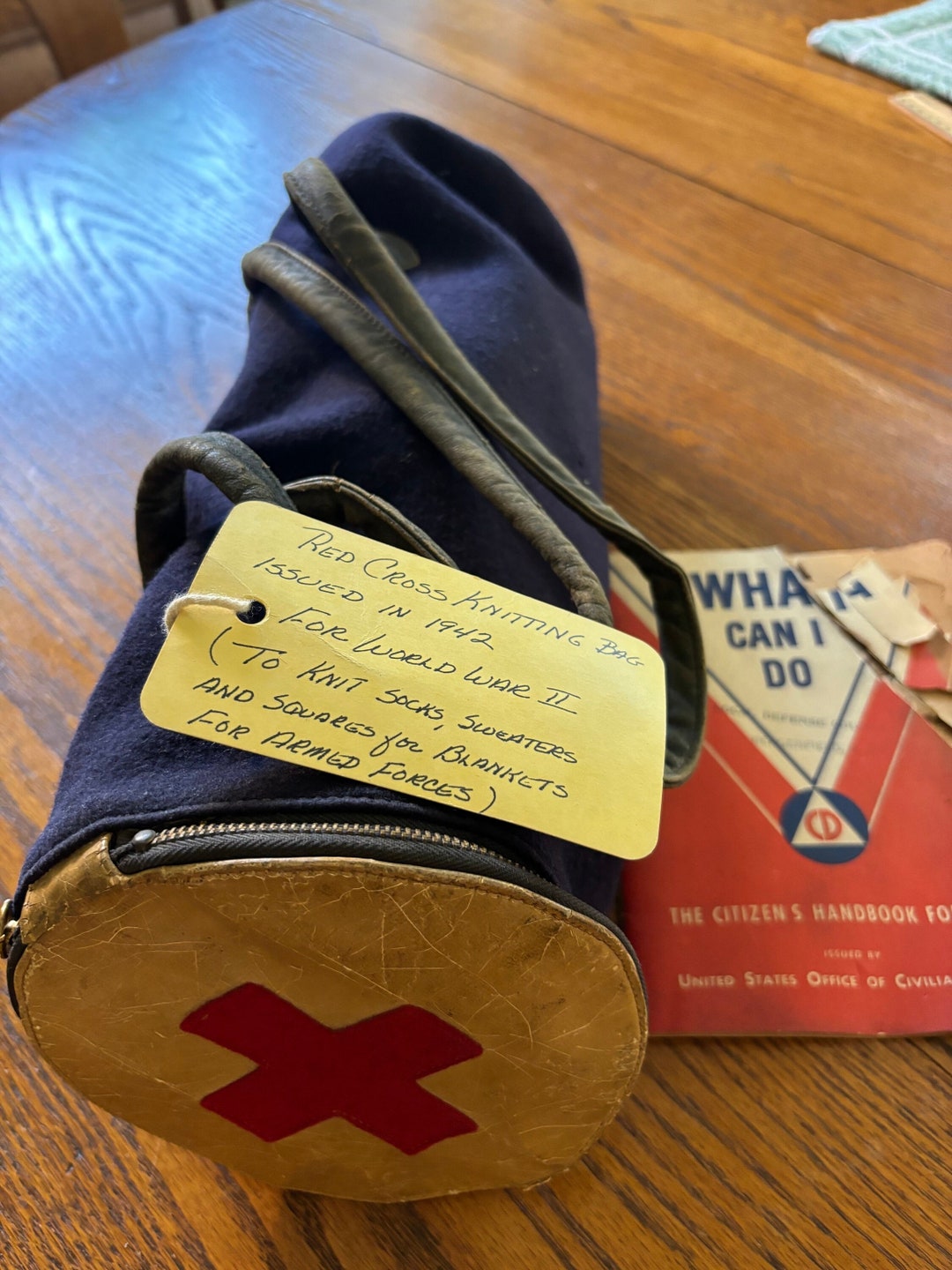 Rare 1940s Red Cross Knitting Bag Set With Authentic WWII Memorabilia ...