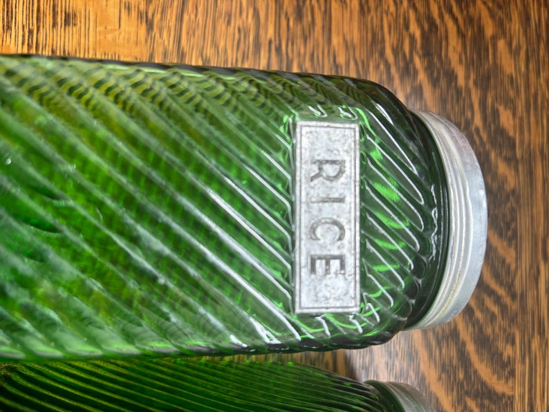 3 Vintage Depression Glass Hoosier Style Canister Set Owens Illinois ...