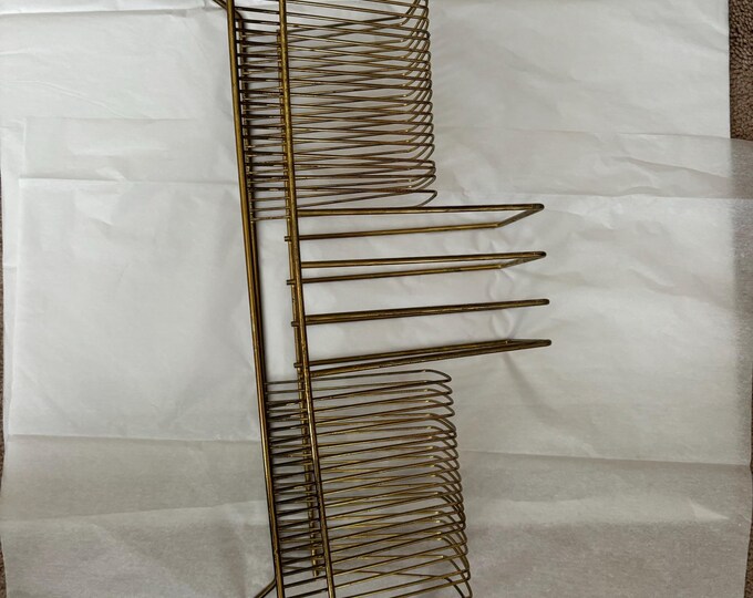 Vintage Album Holder Gold Metal Record Stand MCM Retro Mid Century ...