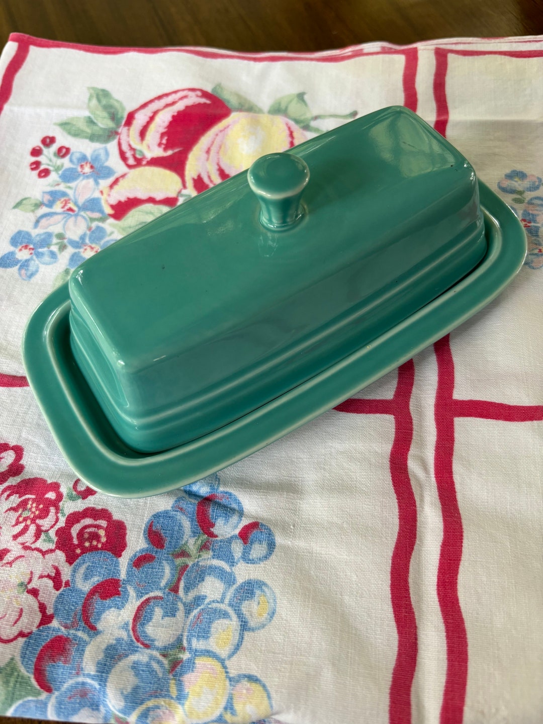 Vintage Turquoise Fiestaware Butter Art Deco Collectible Pottery ...