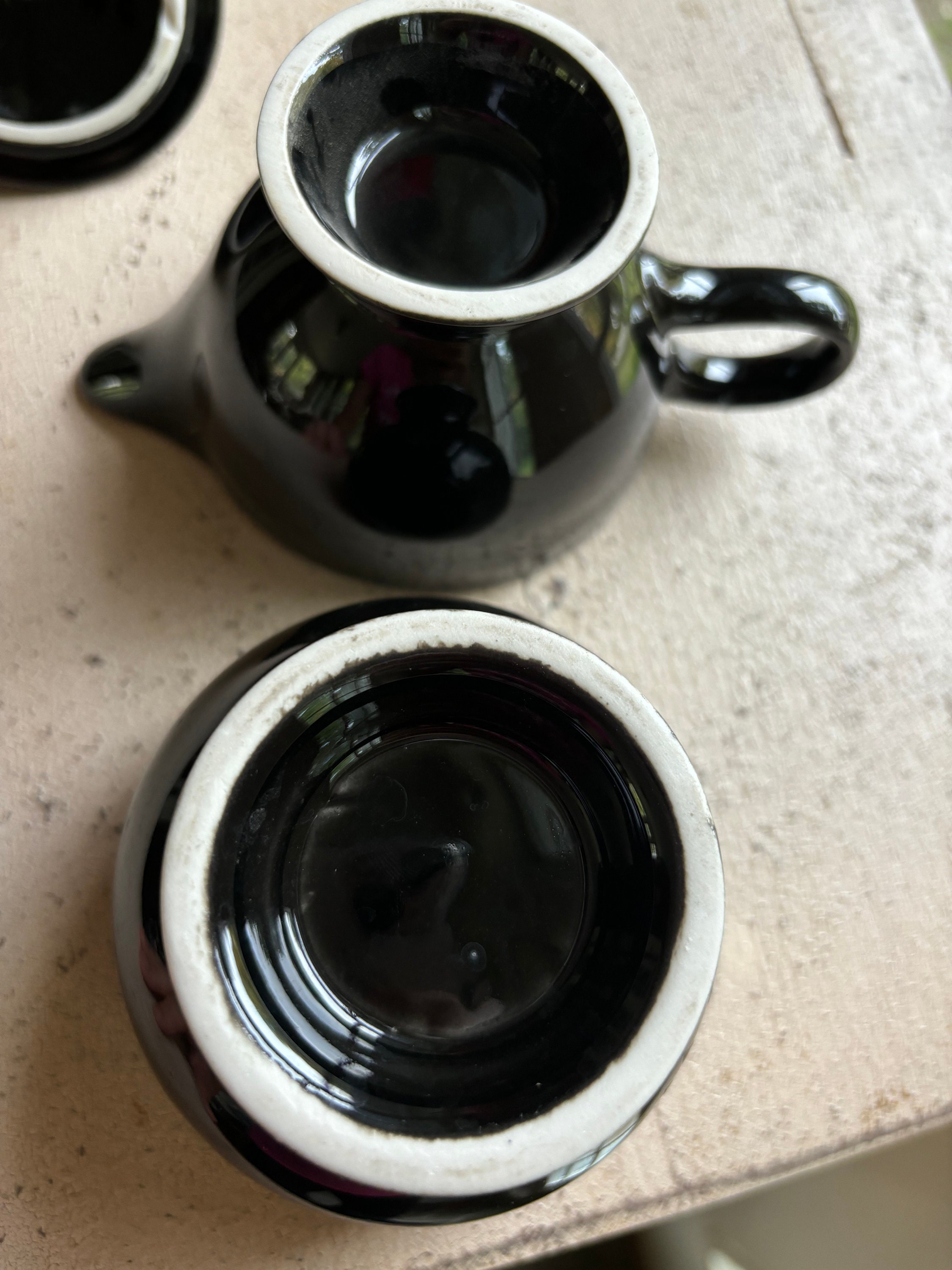 Black Fiestaware Individual Sugar and Creamer Set, Vintage Collectible ...