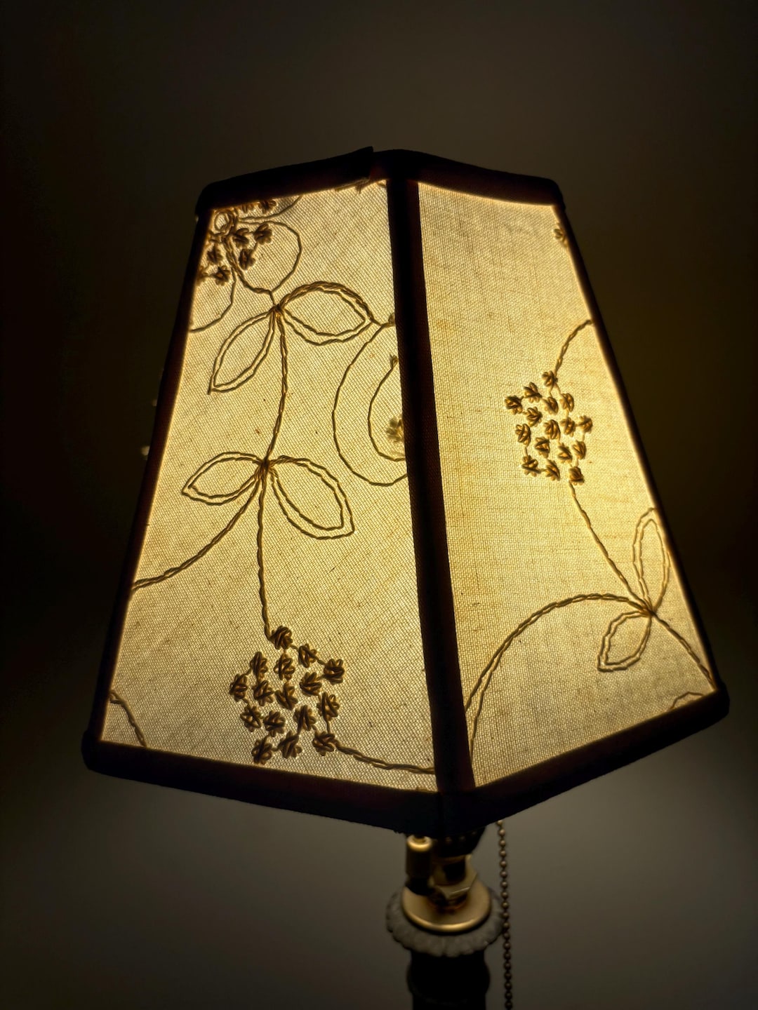 Embroidered Lamp Shade, Vintage Candlewicking Fabric Design - Etsy