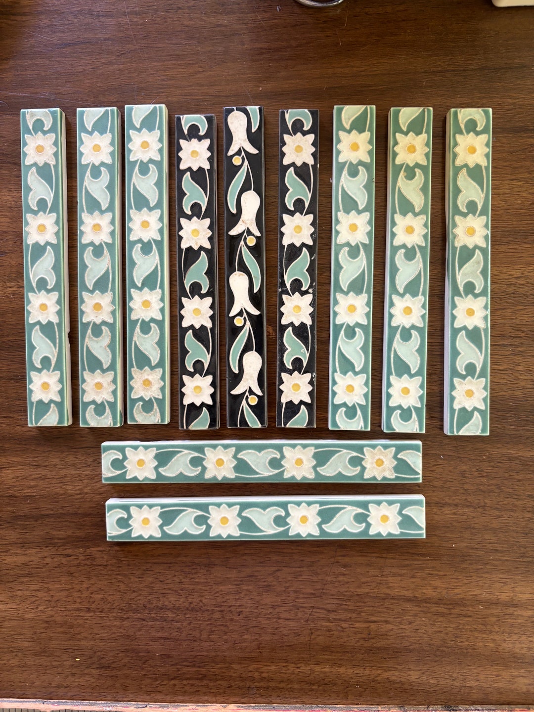 13 Pc Set Antique Border Liner Tiles, Ceramic Hand Painted Tiles ...
