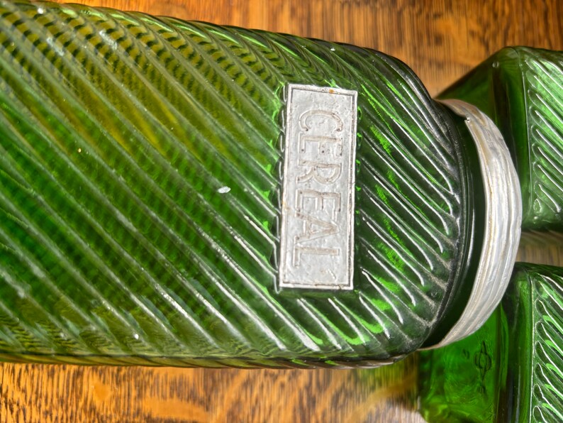 3 Vintage Depression Glass Hoosier Style Canister Set Owens Illinois ...