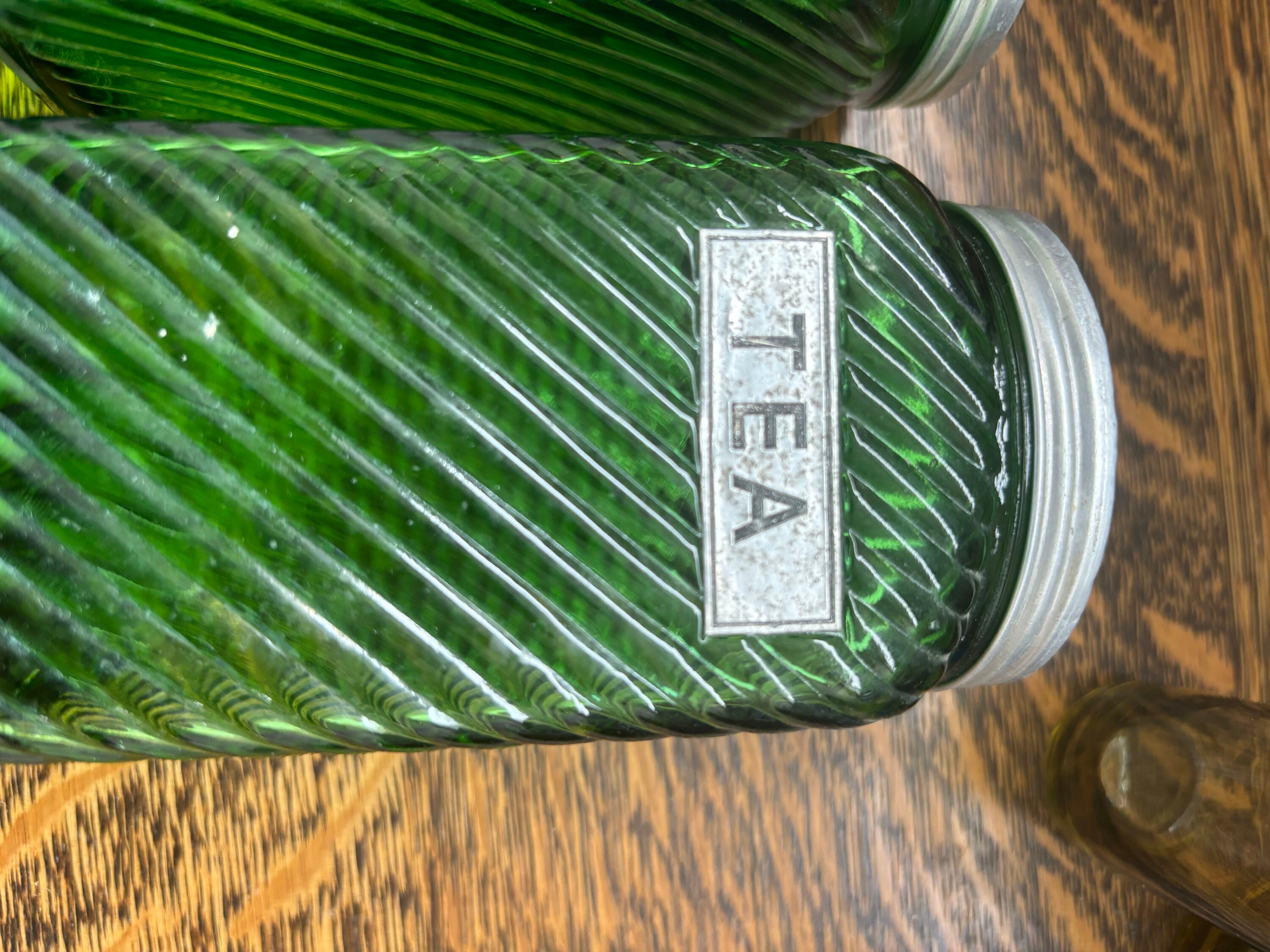 3 Vintage Depression Glass Hoosier Style Canister Set Owens Illinois ...