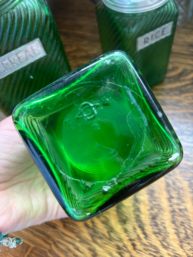 3 Vintage Depression Glass Hoosier Style Canister Set Owens Illinois ...