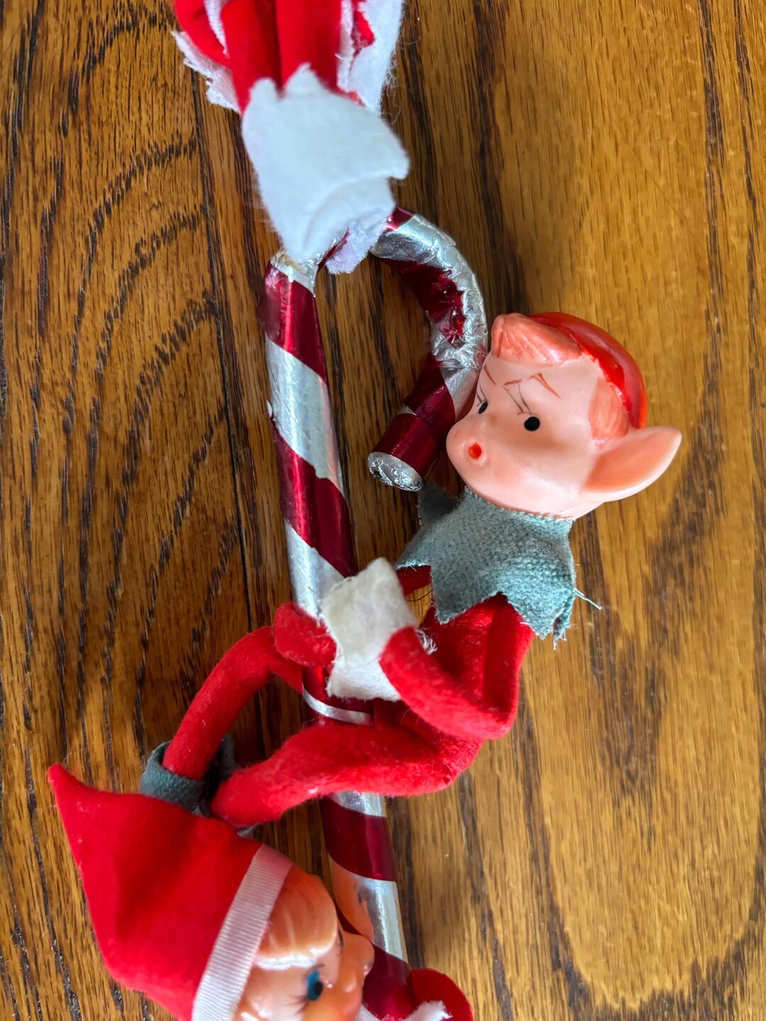 Tower of Elves, Pixies, Vintage Elf Knee Huggers Hugging a Candy Cane ...