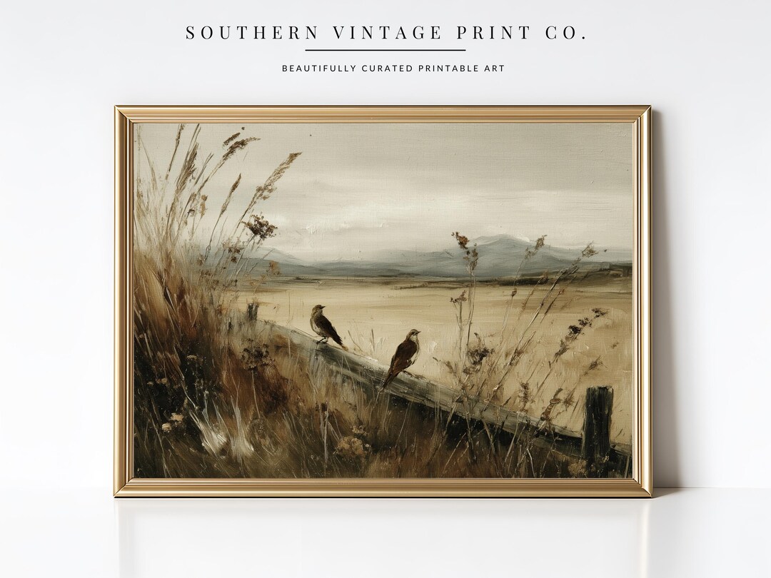 Rustic Birds Landscape Print | French Country Farmhouse (digital ...