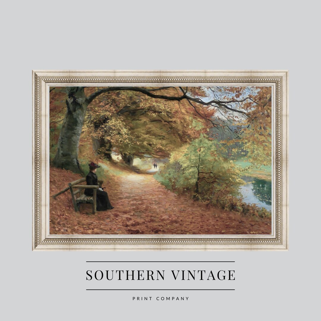 Fall Victorian Landscape Print, Instant Download Art, Vintage Autumn ...
