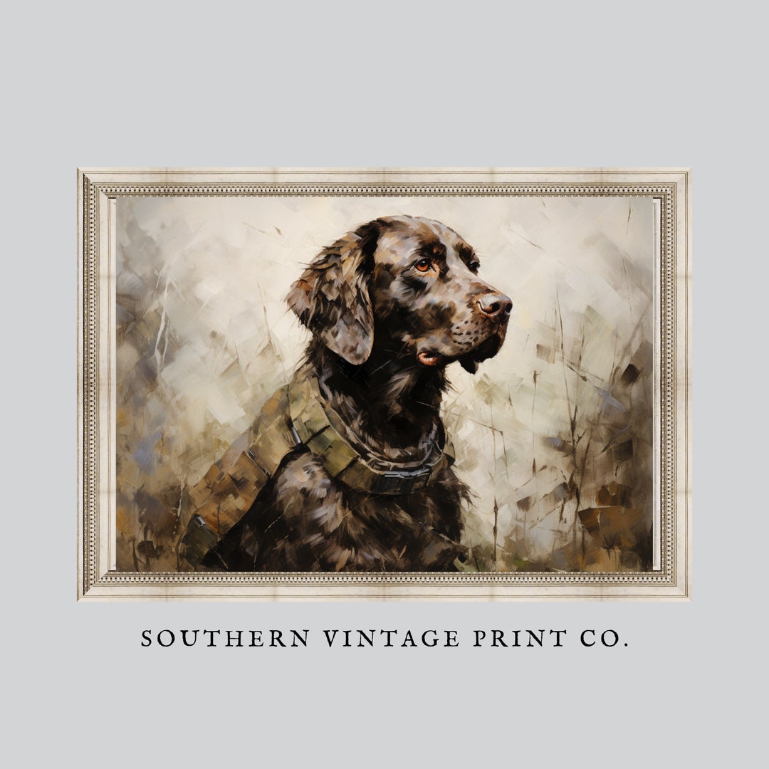 Labrador Hunting Dog Portrait Soft Neutral Colors Camouflage Tones ...