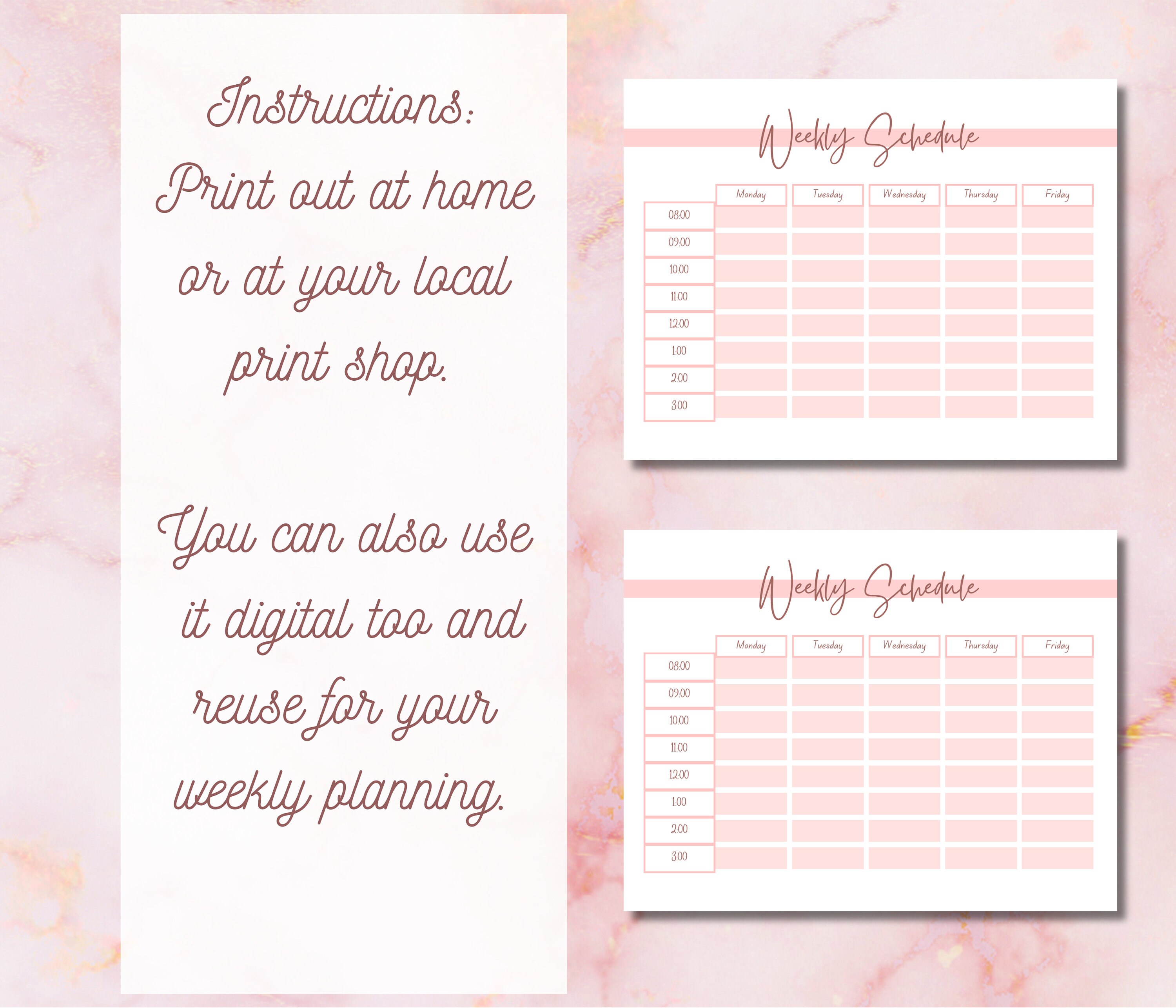 Weekly Planner, Digital Weekly Planner Printable, Digital File Gift for ...